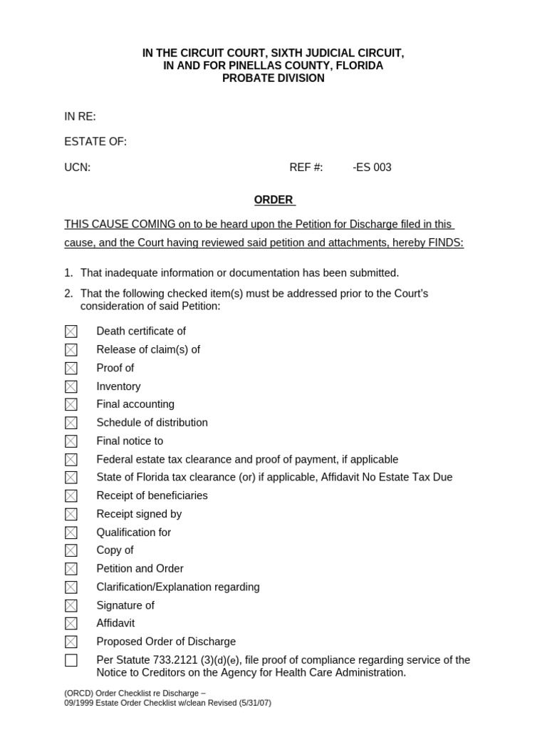 Estate Order Checklist 2 | PDF
