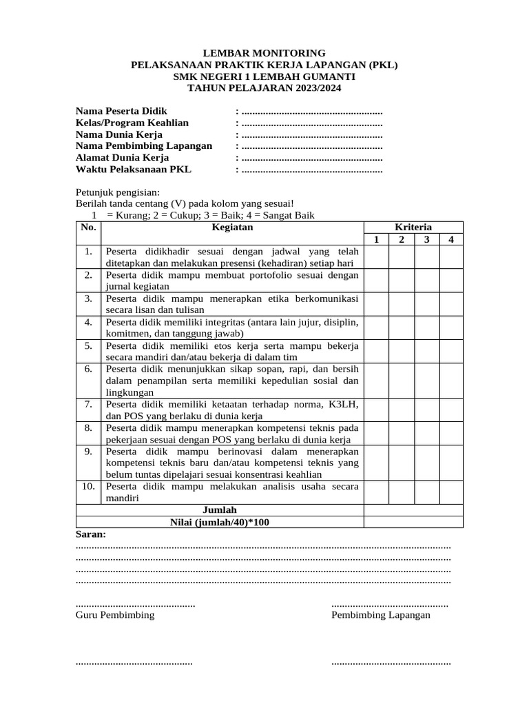 Lembar Monitoring | PDF