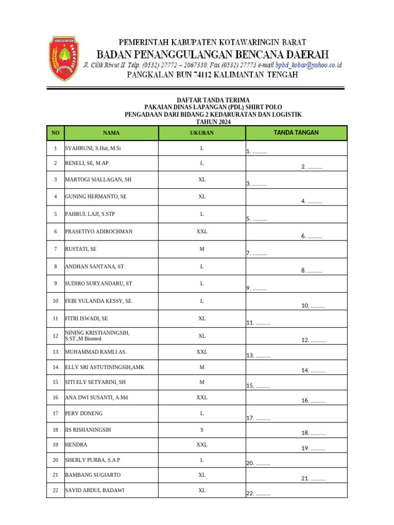 Daftar Baju Polo 2024 | PDF