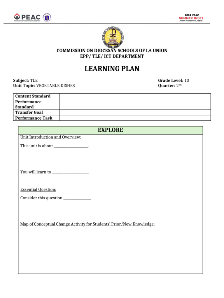 JHS - Unit Learning Plan Template | PDF | Cognitive Science | Education Theory