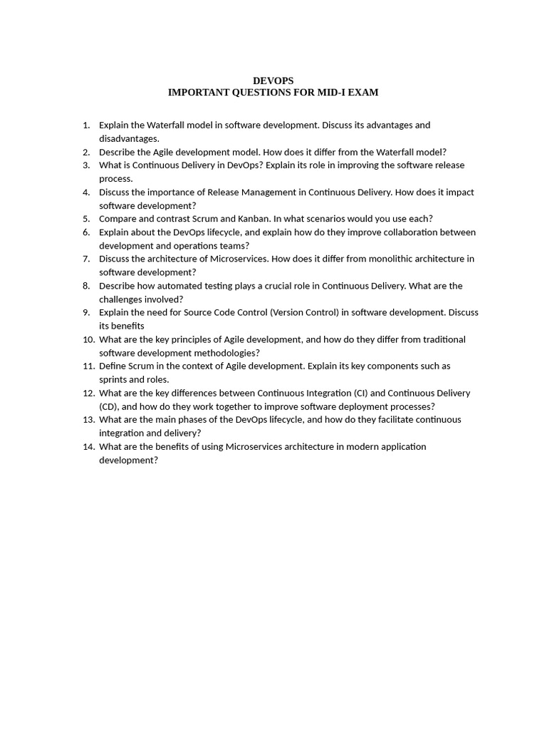 DEVOPS MID-1 Important Questions | PDF | Business