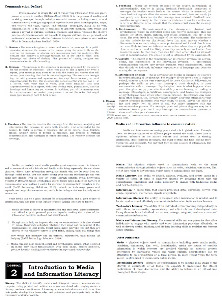 MIL Day1 Handout | PDF