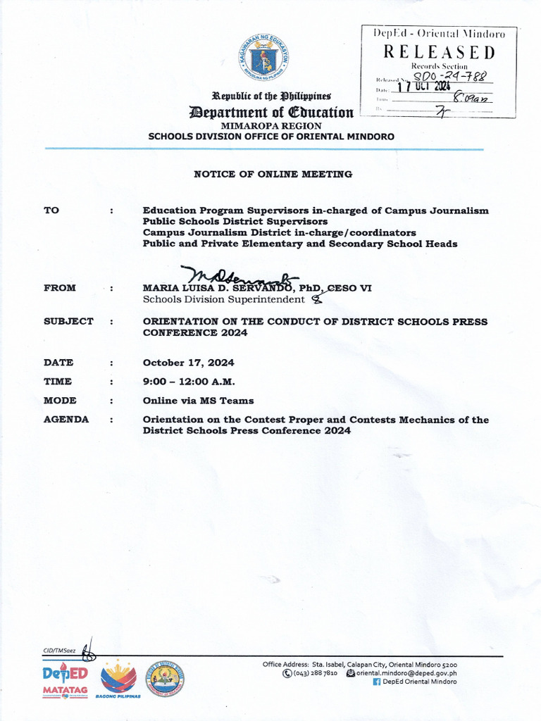 On The Conduct of District Schools Press Conference 2024 | PDF