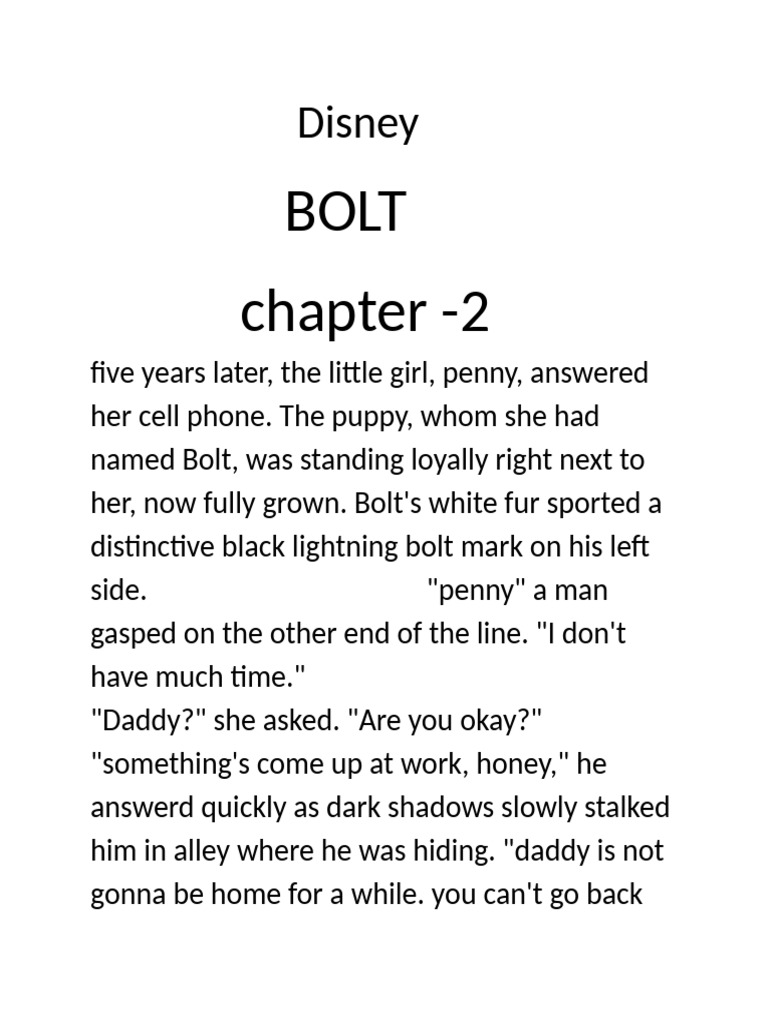 Disney BOLT Ch-2 | PDF | Mystery, Thriller & Crime Fiction