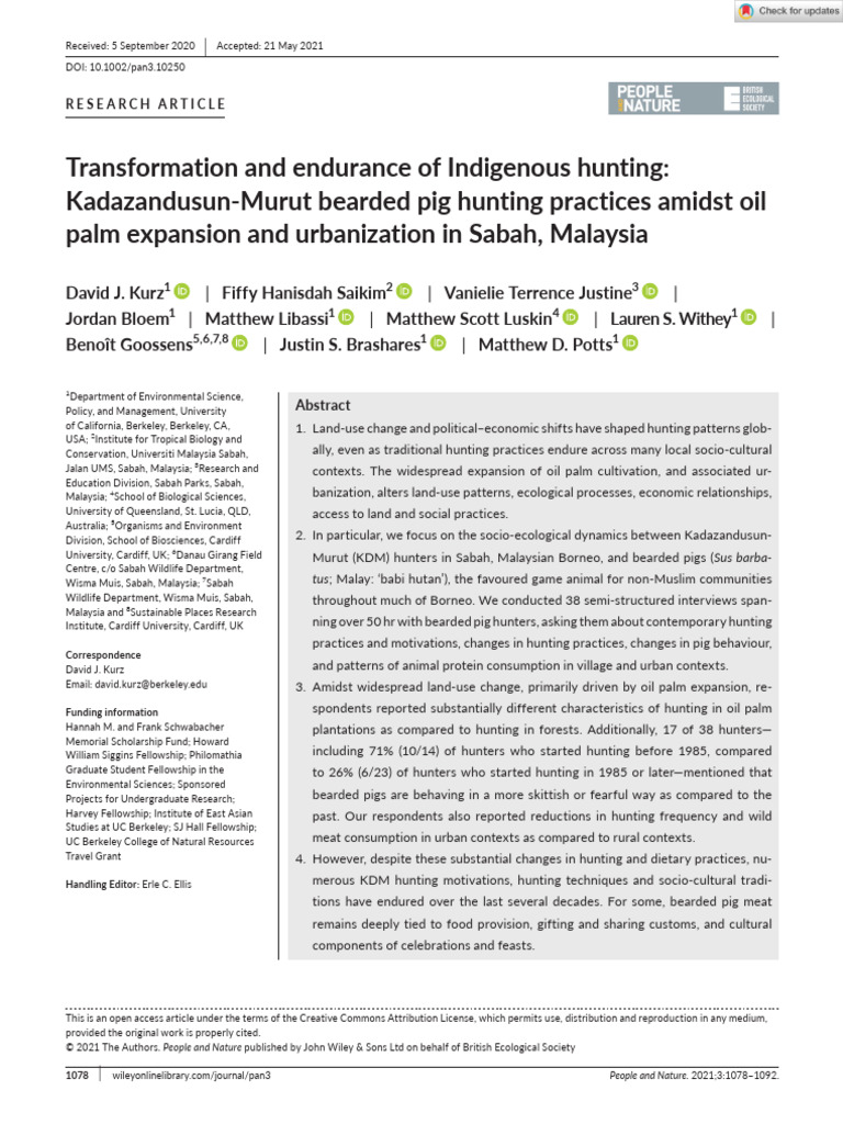 People and Nature - 2021 - Kurz - Transformation and Endurance of ...