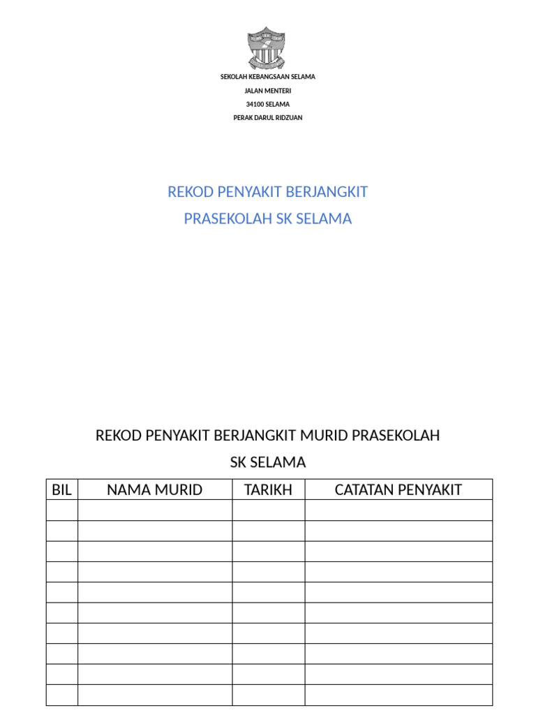 Buku Rekod Penyakit Berjangkit | PDF