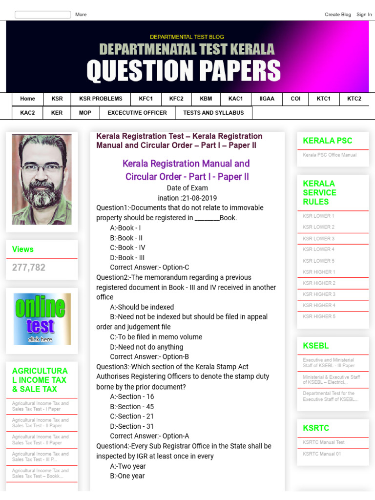 Kerala PSC Departmental Test Papers | PDF | Will And Testament | Domain ...