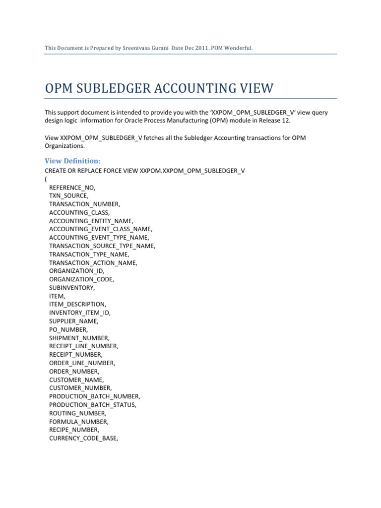 Opm Subledger Accounting View Details | PDF | Receipt | Inventory