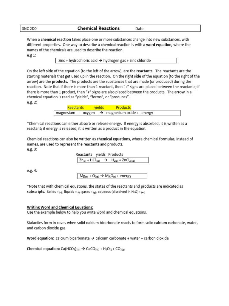 Understanding Chemical Reactions and Equations | PDF | Oxide | Chemical ...
