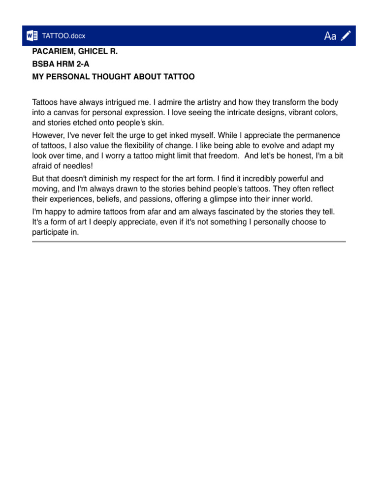 Tattoo Appreciation Without Ink | PDF