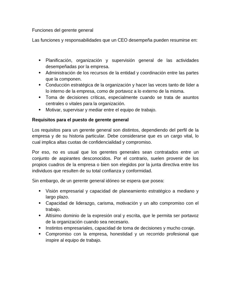 Funciones Del Gerente General | PDF | Crecimiento personal y profesional
