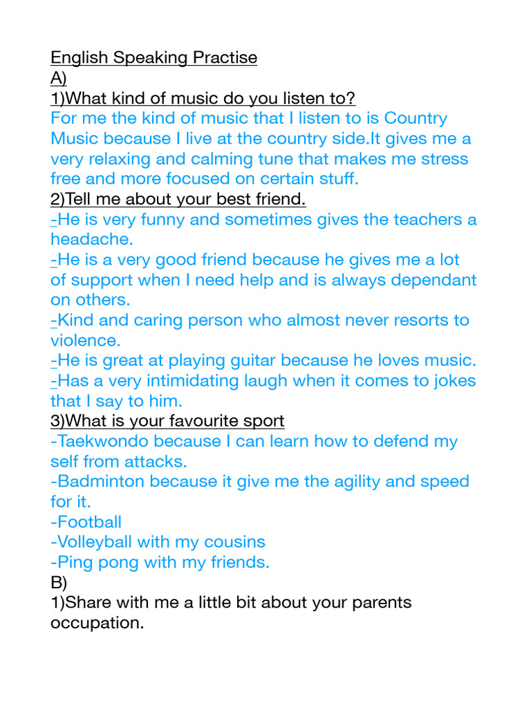 English Speaking Practise | PDF | Grocery Store | Foods