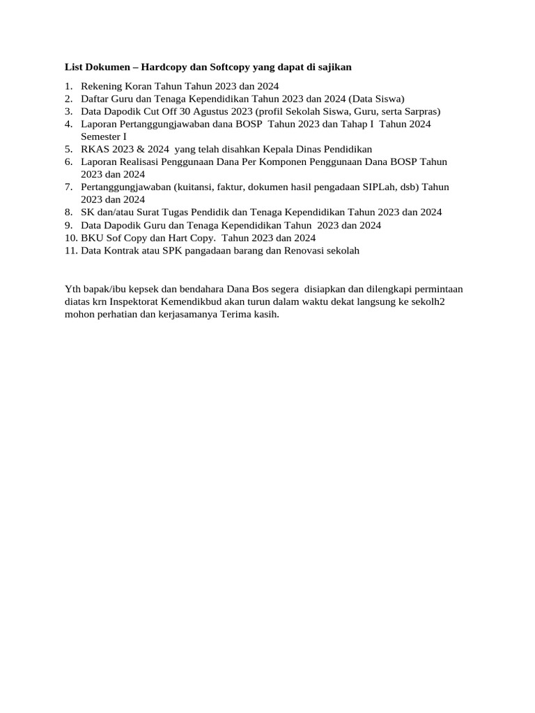 BOP Dokumen Satuan Pendidikan Yang Disajikan - Ok Ok | PDF