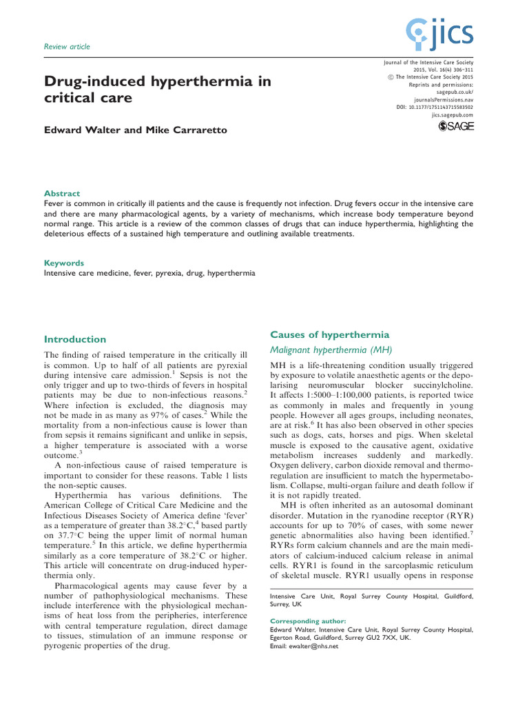 Drug-Induced Hyperthermia | PDF | Fever | Hyperthermia