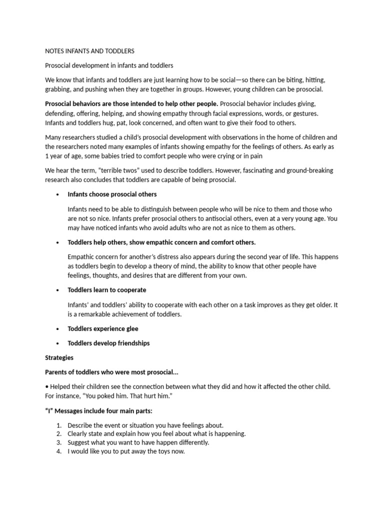 Infants and Toddlers Notes | PDF | Empathy | Infants