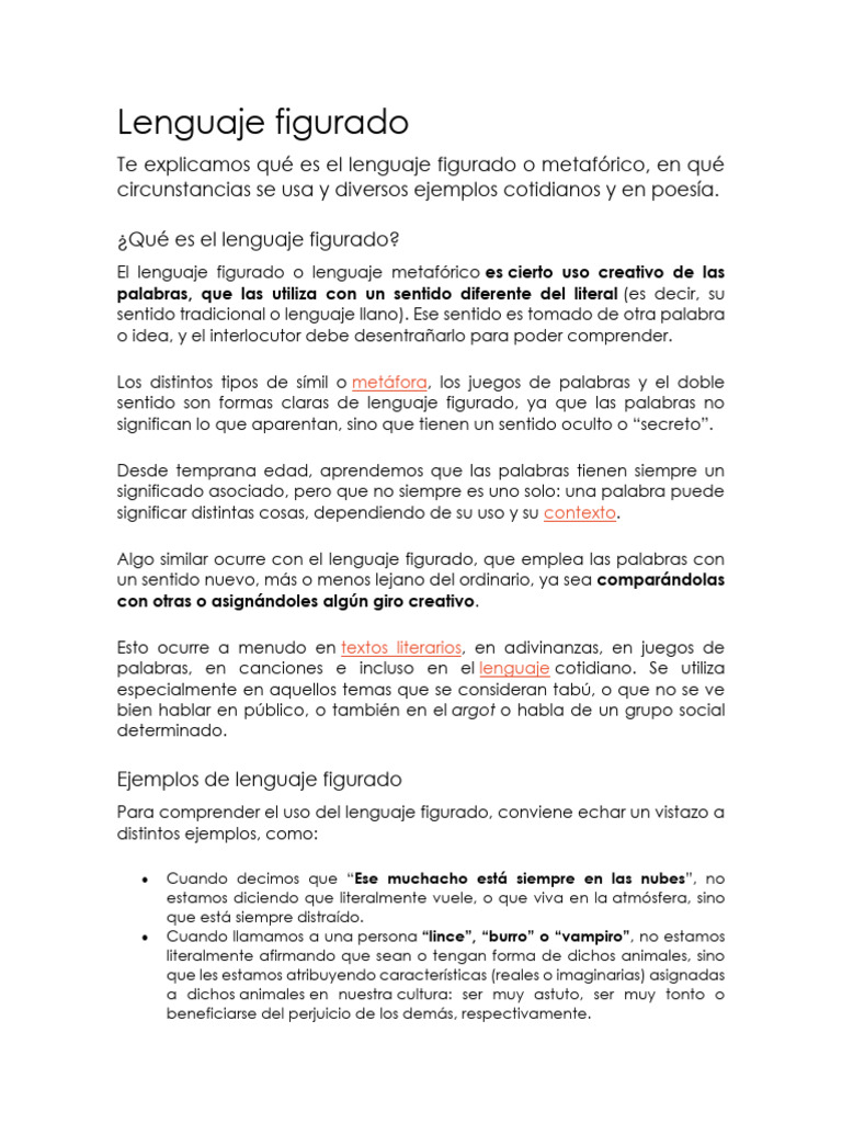 Lenguaje Figurado | PDF | Metáfora