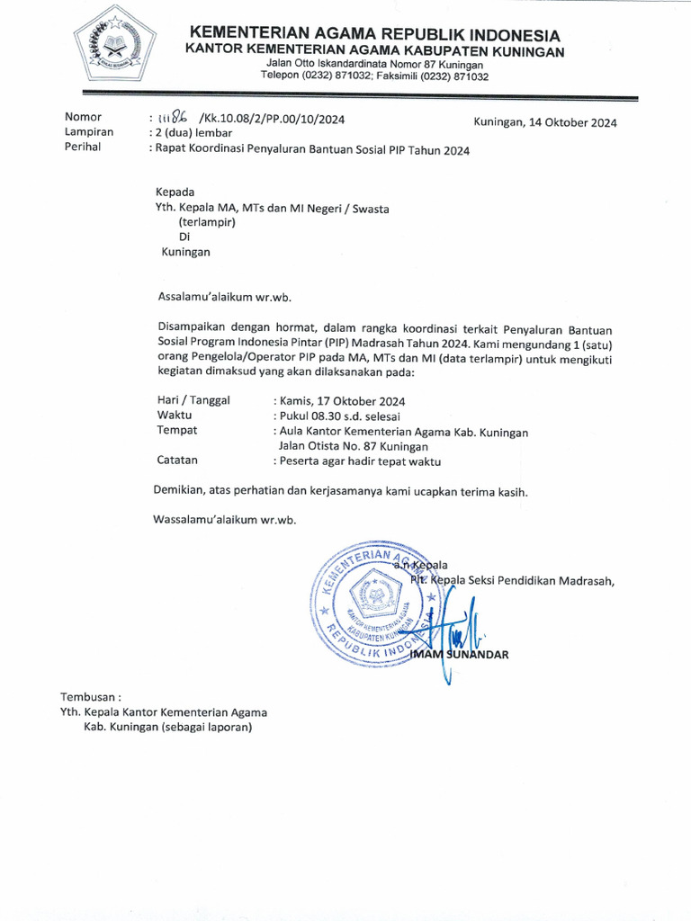 Undangan Raker PIP 2024 | PDF