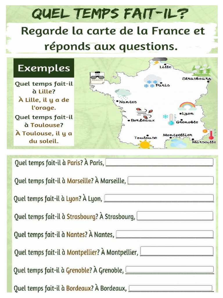 Exercice Quel Temps Fait-Il | PDF