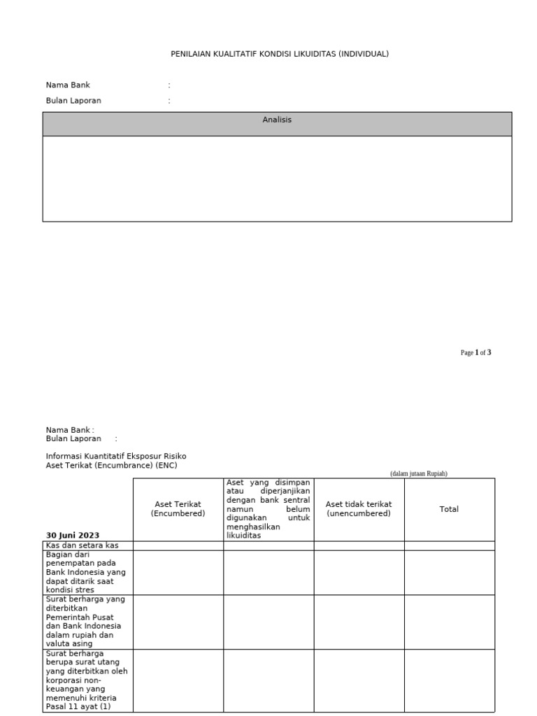 Template Analisa Kualitatif LCR Dan ENC | PDF