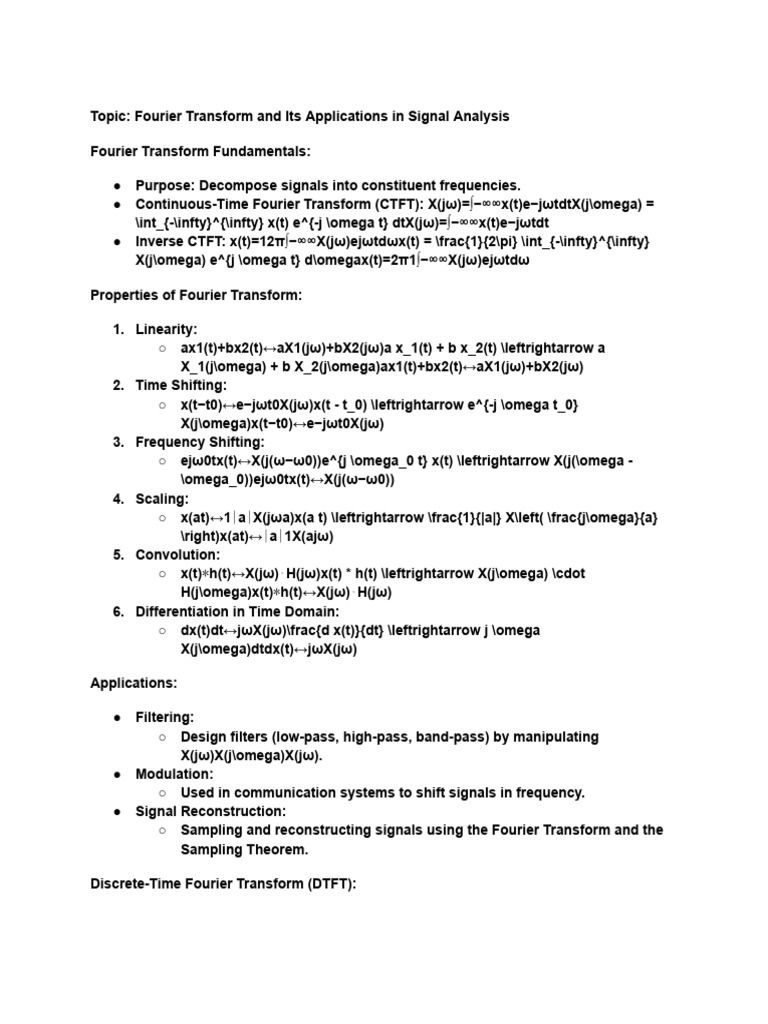 Fourier Transform in Signal Analysis | PDF | Discrete Fourier Transform ...