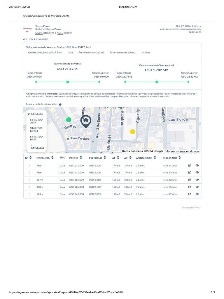 Reporte ACM WILLIAM ESCALANTE - VALIA | PDF