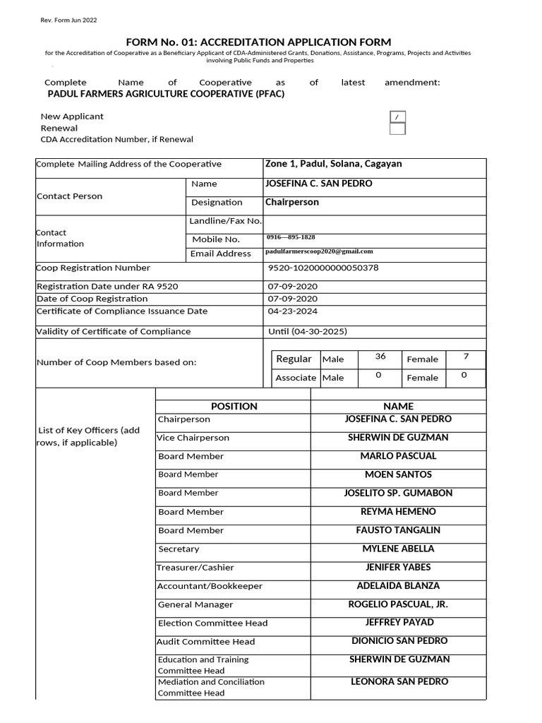 Accreditation Forms Application Per MC 2022 20 PFAC Edited 6 | PDF