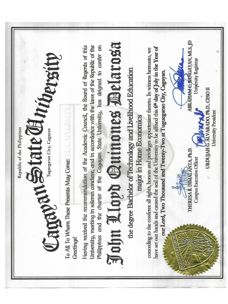 Diploma - John Lloyd Delarosa | PDF