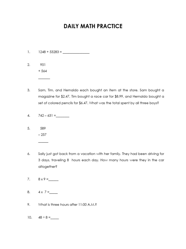 Daily Math Practice 7 RBT | PDF | Home & Garden