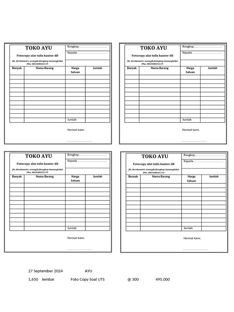 Format Nota Kosongan | PDF