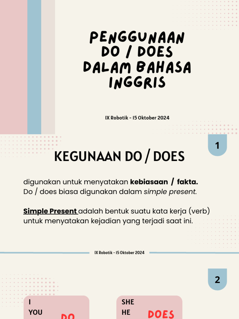 10 15 24 Penggunaan Do Does Dalam Bahasa Inggris | PDF