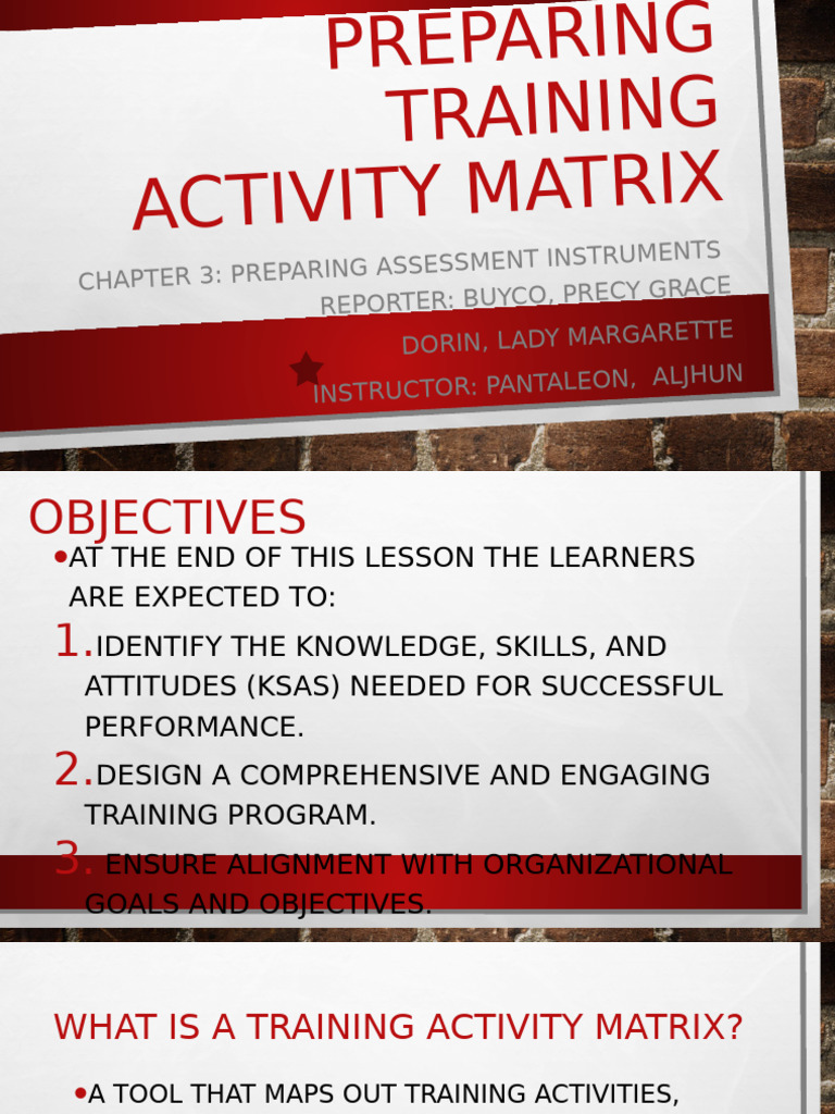 Training Activity Matrix Guide | PDF | Matrix (Mathematics) | Behavior ...