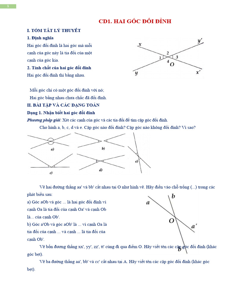 HH7-C1-CD1. HAI GÓC ĐỐI ĐỈNH | PDF