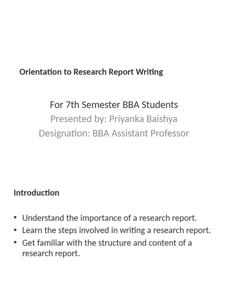 Research Report Writing Guide for BBA Students | PDF | Methodology ...