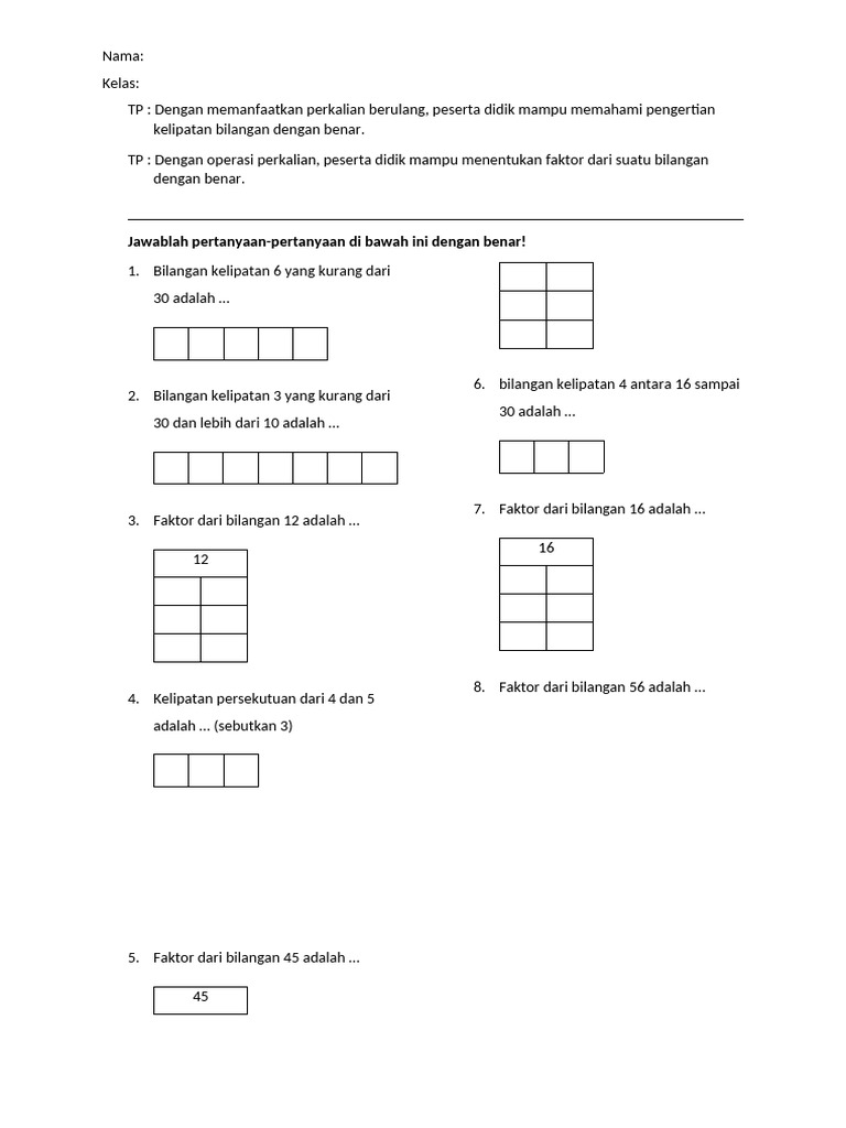 Sumatif Kelipatan Dan Faktor | PDF | Sains & Matematika