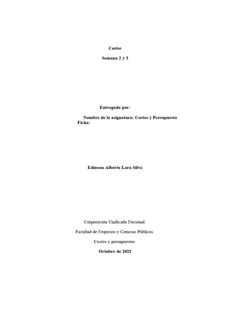 ACA 1 COSTOS Y PRESUPUETOo | PDF | Business | Costo