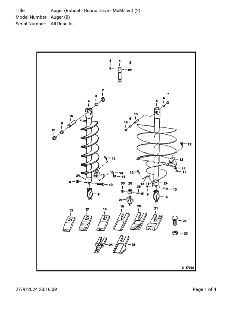 Auger (Bobcat - Round Drive - McMillen) (2) - Auger | PDF | Screw | Nut ...