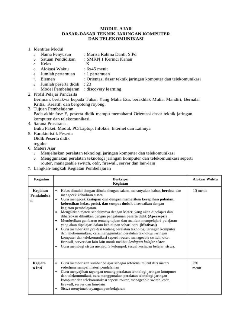 Modul Ajar DPK TJKT | PDF
