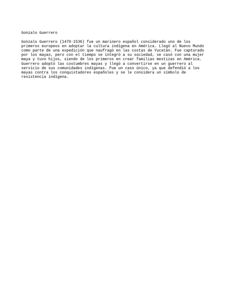 Gonzalo Guerrero: Símbolo de Resistencia Indígena | PDF | Historia ...