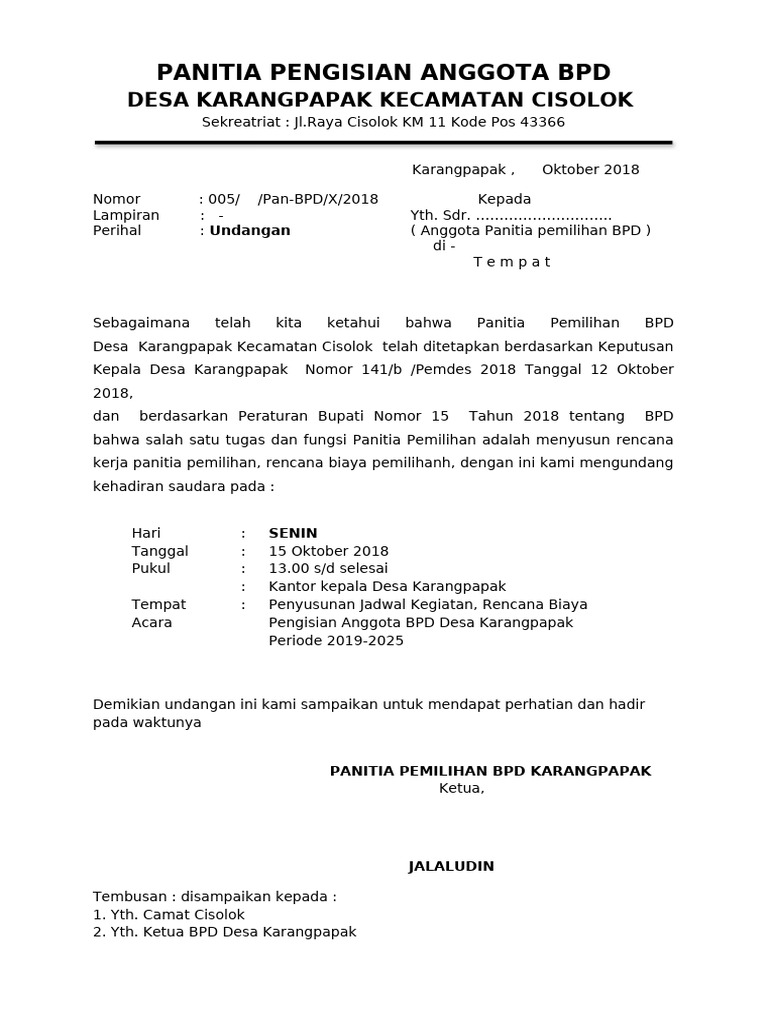 Undangan Pemilihan BPD | PDF