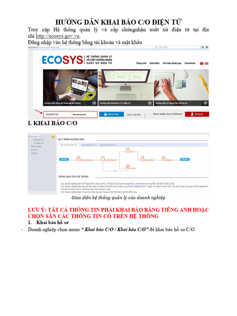Huong Dan Ke Khai Co Ecosys | PDF