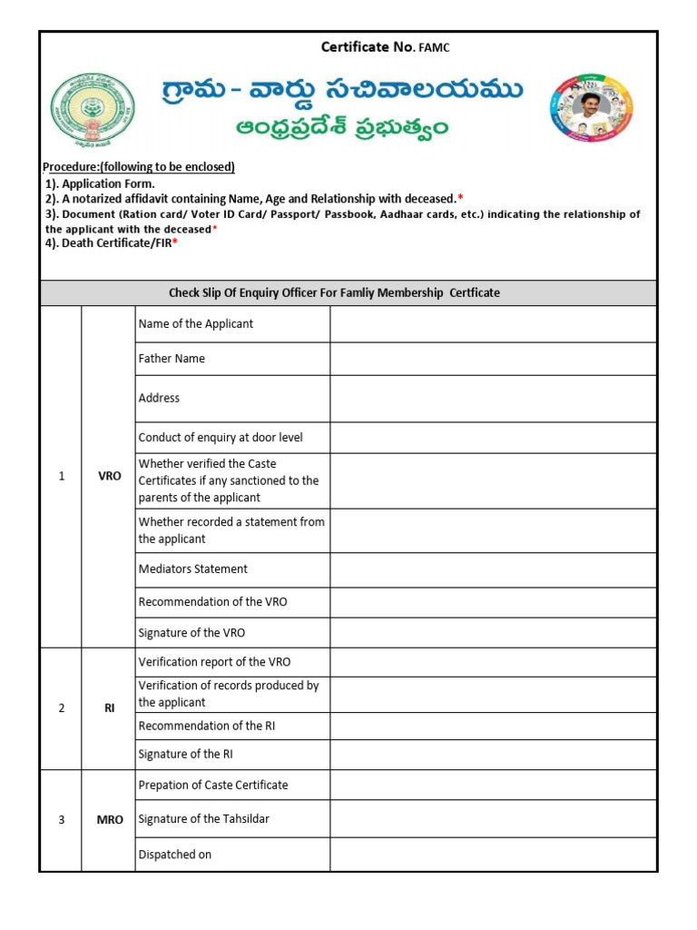 Family Member Certificate Application Guide | PDF