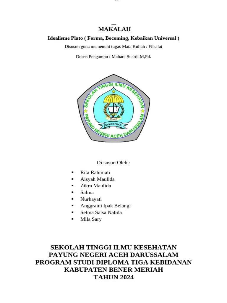 Idealisme Plato untuk Mahasiswa | PDF