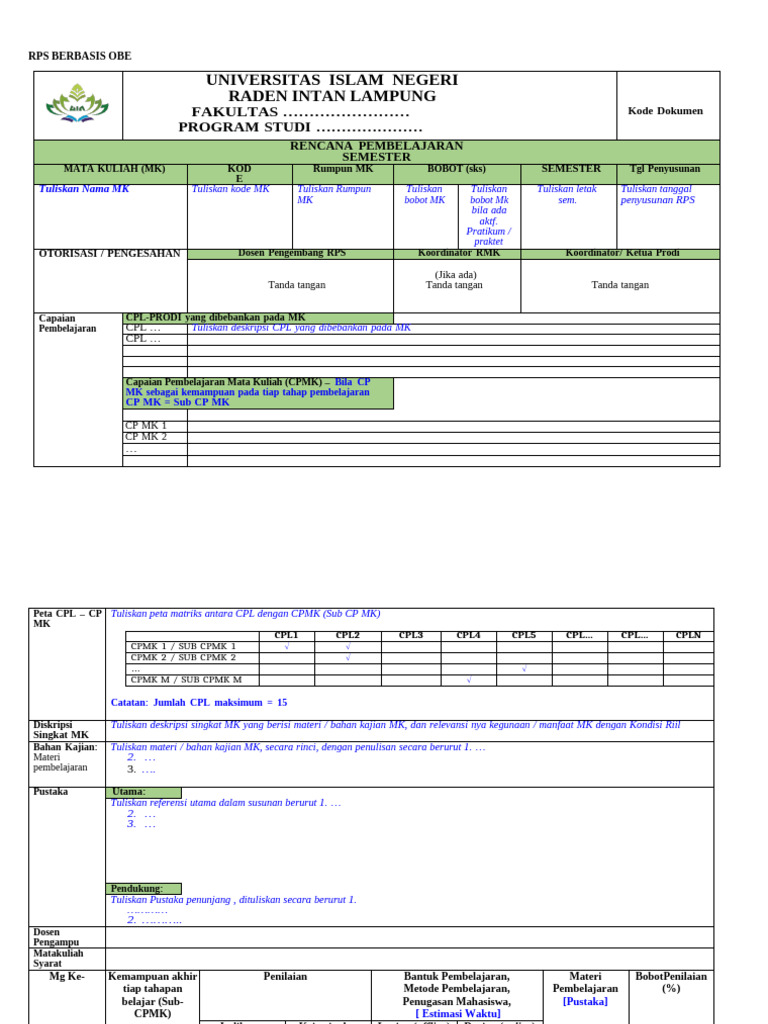 RPS Berbasis Obe | PDF