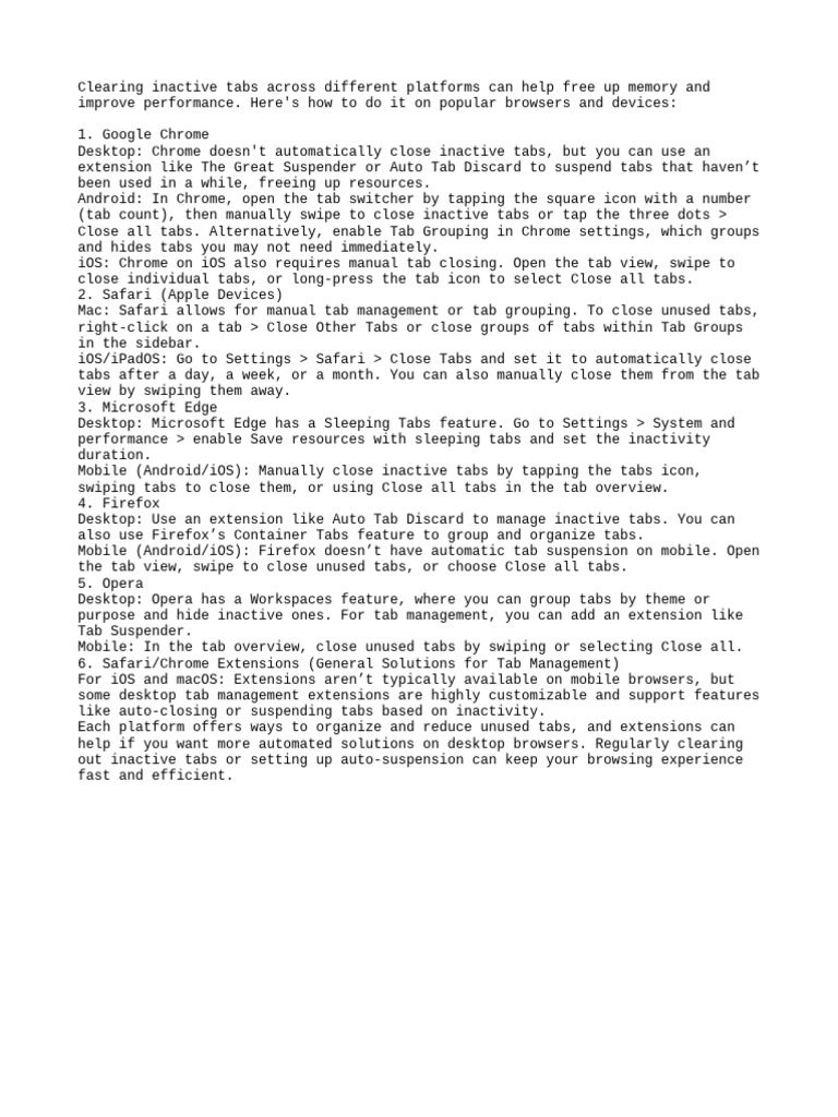 Tabs Clearing | PDF | Safari (Web Browser) | Ios
