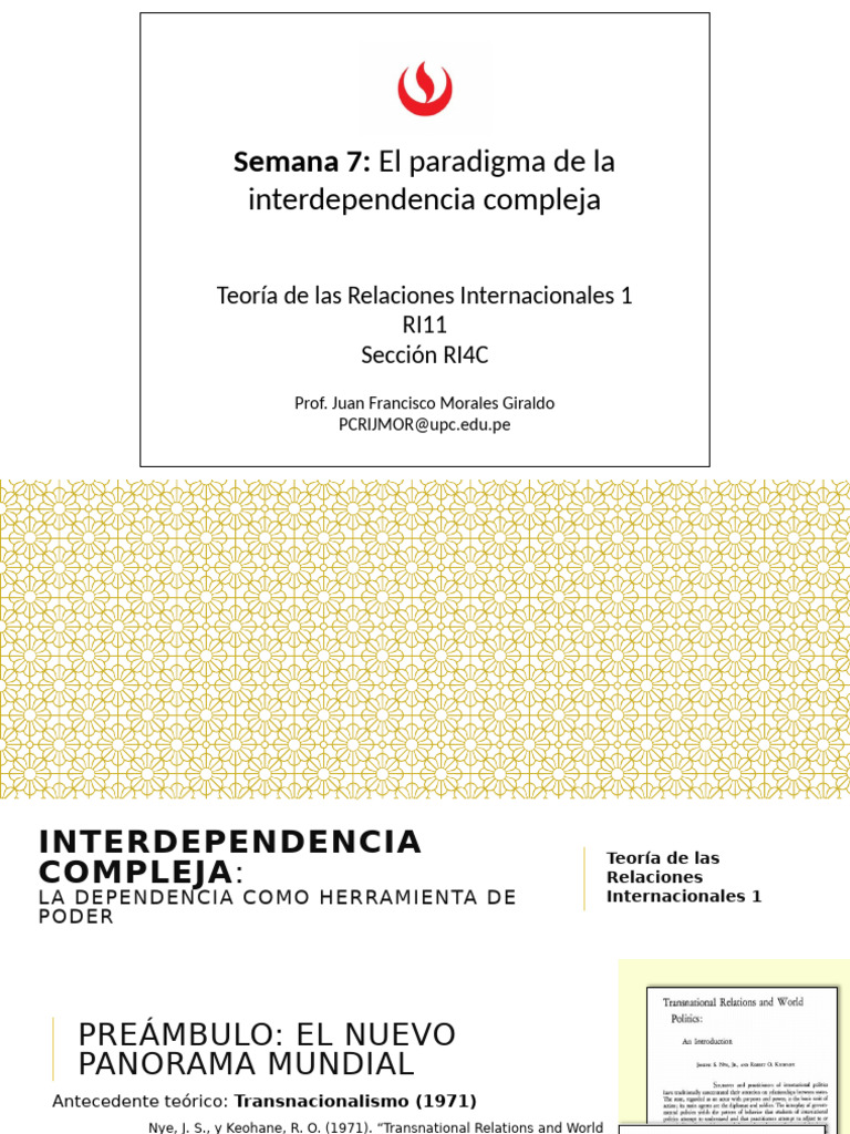 Unidad 3, Semana 7 - Interdependencia Compleja | PDF | Inflación ...