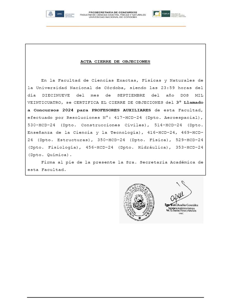 ACTA CIERRE OBJECIONES AUX 3 LLAMADO 2024 - F | PDF