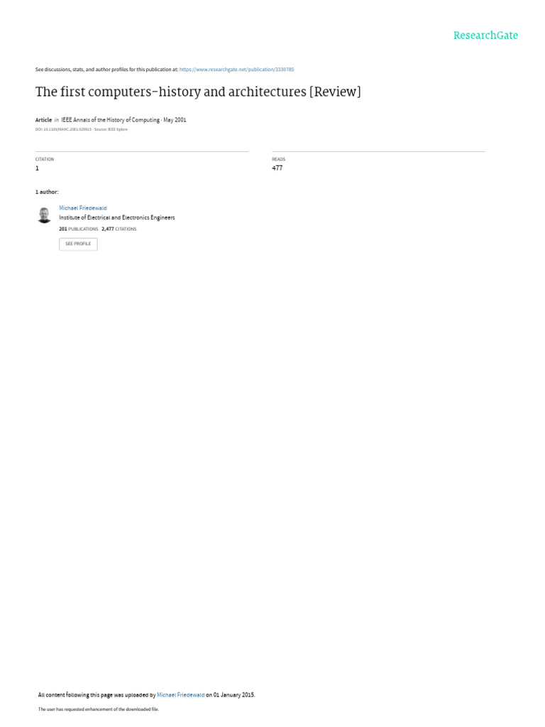 The First Computers-History and Architectures Revi | PDF | Computer ...