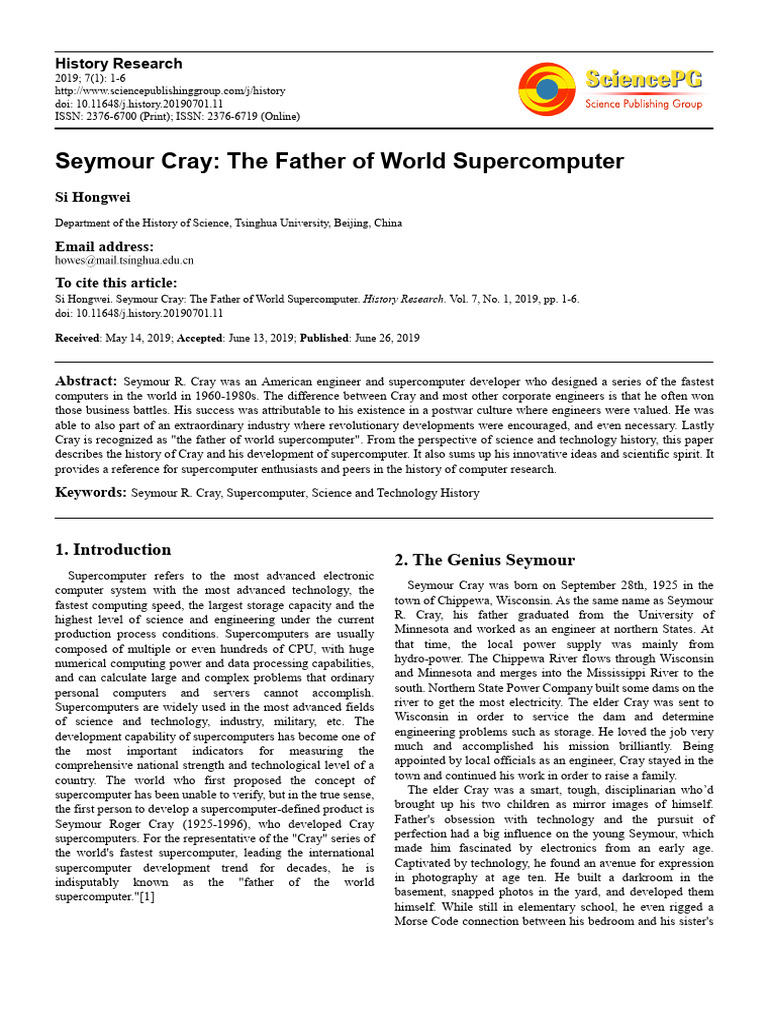 Seymour Cray The Father of World Supercomputer | PDF | Supercomputer ...