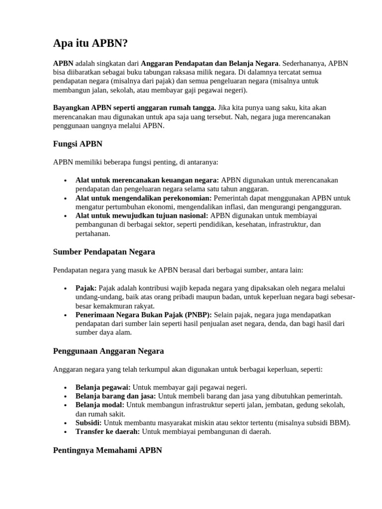 Apa Itu APBN | PDF | Pengelolaan Keuangan & Uang