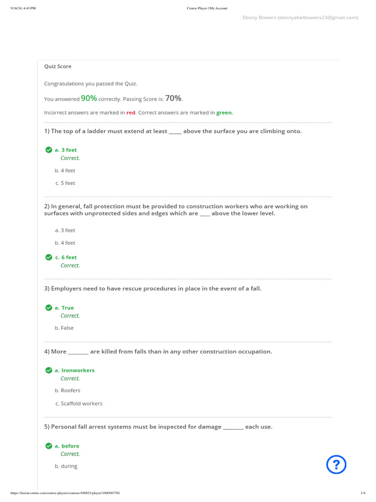 Osha Test 2 Falls | PDF | Labor Relations | Workplace